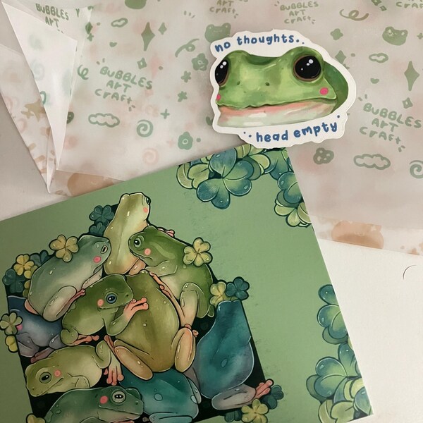Frog Meme Sticker | No Thoughts Head Empty | Frog Sticker | Froggy ...