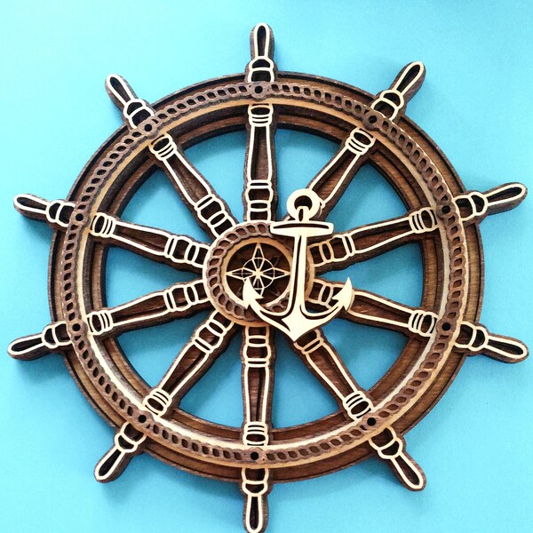 Multilayer Ship Wheel Laser Cut File Ship Wheel SVG Boat Layer Laser ...