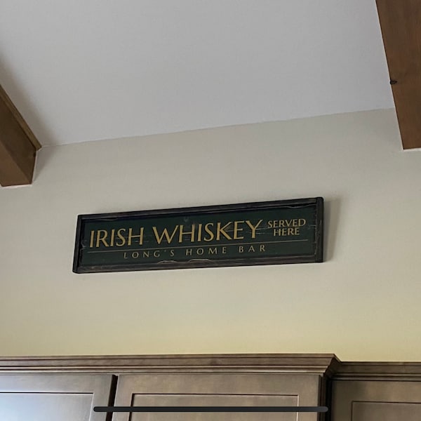 Irish Whiskey Served Here Wood Sign, Custom Home Bar Owner Name Gift ...