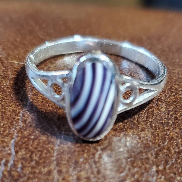 Real Wampum Sterling Silver Ring With Thin Band Sizes #5-9 - Etsy