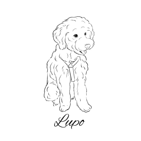 Custom 2 Line Drawing Pet Portrait, Dog Line Art, Pet Line Drawing, Dog ...