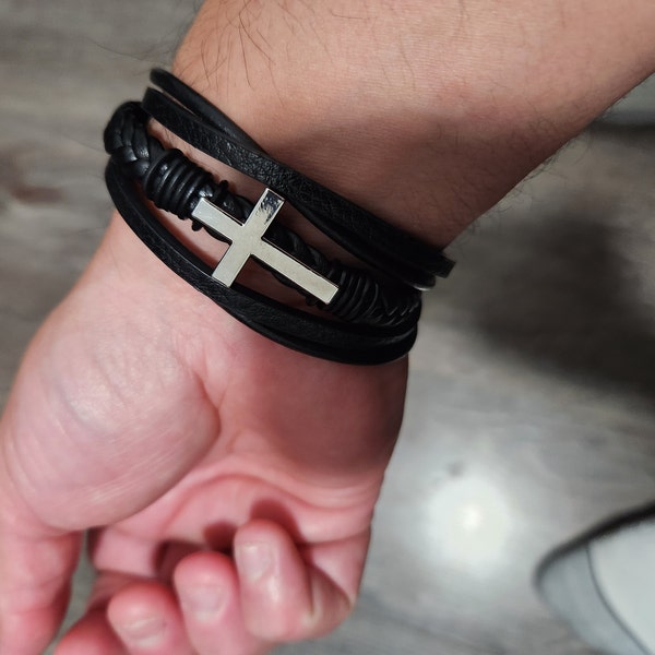 Gold Cross With Adjustable Chainmail Band Crusader Bracelet, Free Gift ...