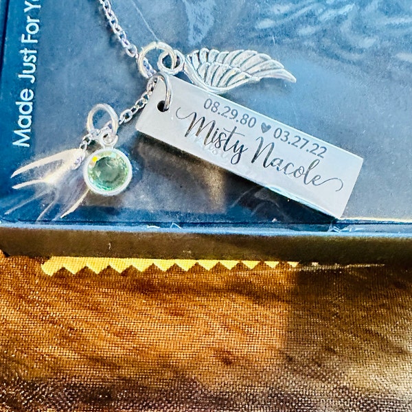 Personalized Memorial Pendant Necklace • Bereavement Gift • Vertical ...