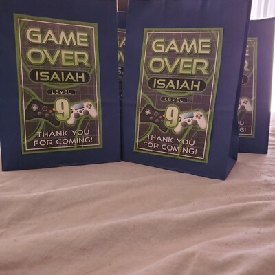 Gamer Party Favor Gift Bag Label Personalized Custom Wrap Video Game ...