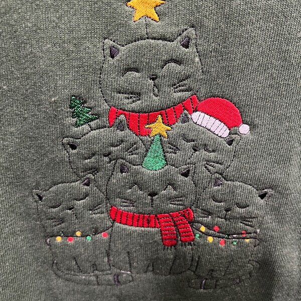 Christmas Cats Singing - Machine Embroidery Design - Redwork - Xmas ...