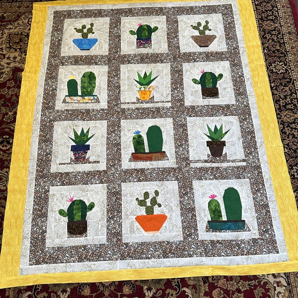 Succulents, Set of 4, Foundation Paper Piecing Pattern (FPP), Quilt ...