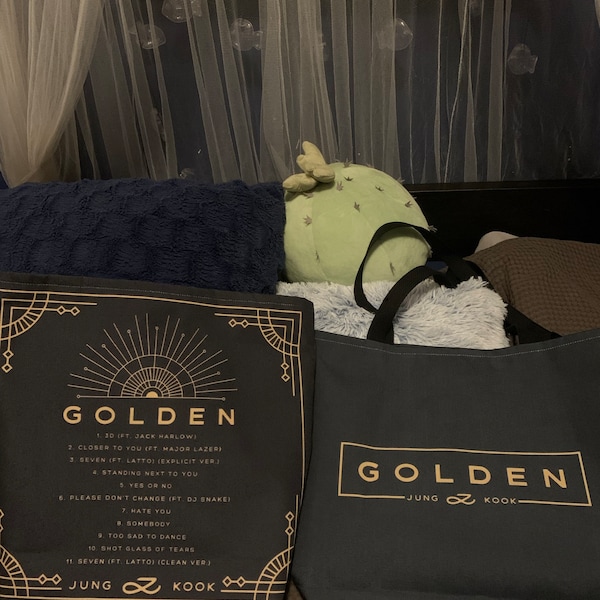 Jungkook Golden Tote Bag, Bts Jungkook Tote Bag, JK Golden Bag,bts Tote ...
