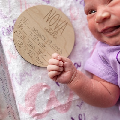 Baby Birth Announcement Sign, Birth Announcement Circle, Baby Birth ...