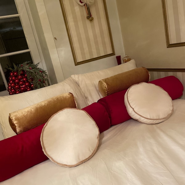 Round Pillows, 30 Color Pillows, Cover and Insert, Customizable Piping ...