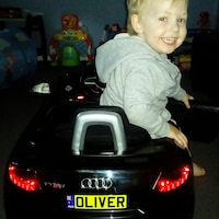 Childrens Personalised Kids Number Plate Sticker Ride on Toy Cars ...