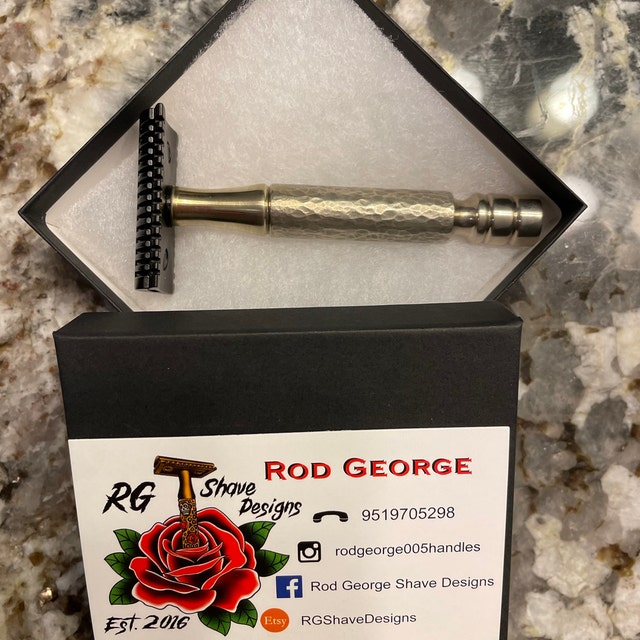 Custom one off design DE razor handles by RGShaveDesigns on Etsy