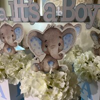 Elephant Baby Shower Centerpiece Elephant Party Decor Elephant Cupcake ...