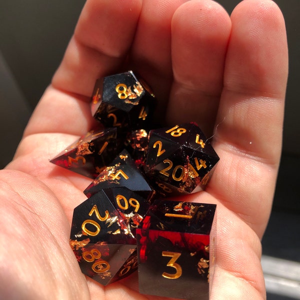 The Gods Are Athirst - Red and Black Handmade Resin Sharp Edge Dnd Dice ...
