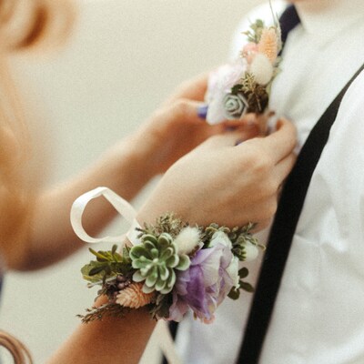 Corsage and Boutonniere Set, Wrist Corsage and Boutonniere Set, Prom ...