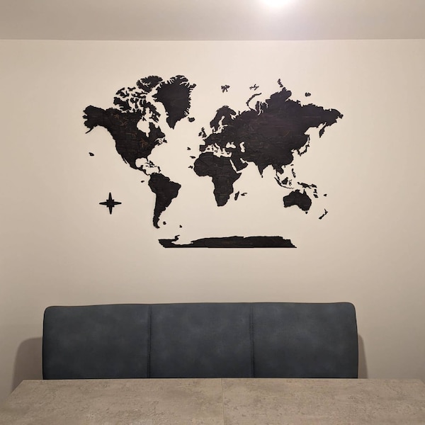 3D Wooden World Map, Wall Art Decor, Office Decor, Housewarming and ...