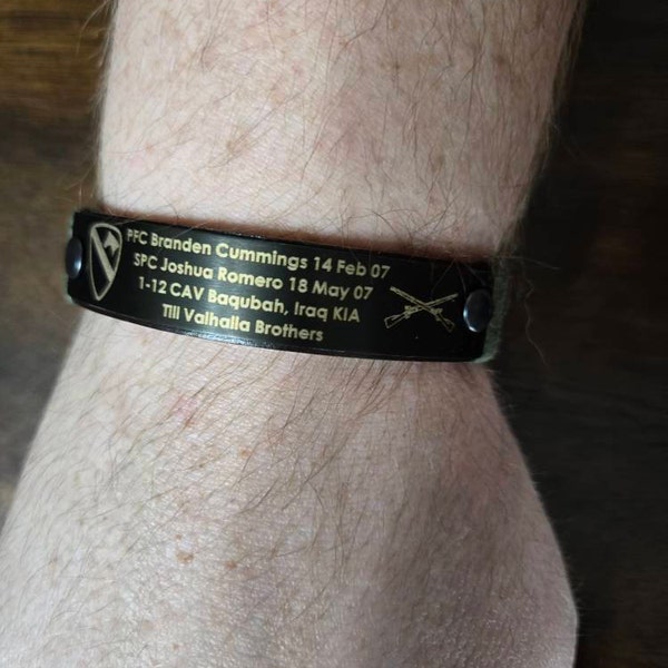 Custom Engraved Memorial Military Bracelet Military Black Stainless ...