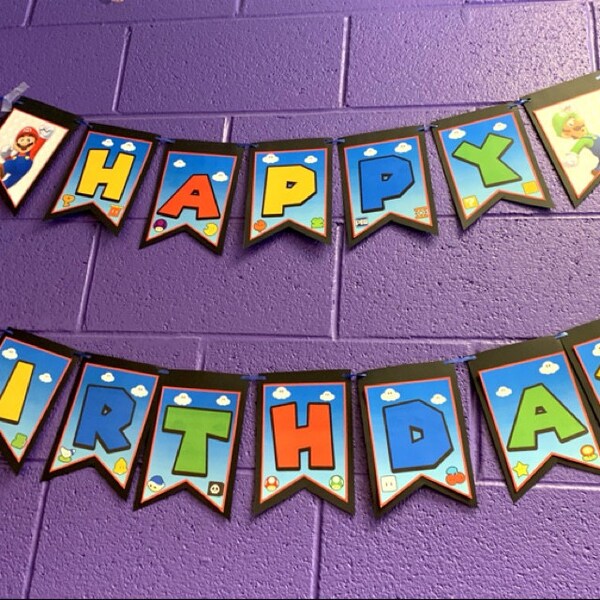 Super Mario Banner, Super Mario Birthday Banner, Super Mario Party ...