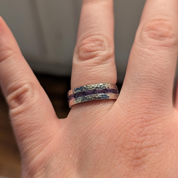 Mens Alexandrite Polish Finish Wedding Band Baguette Cut Alexandrite ...