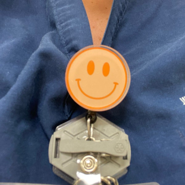 Happy Face Badge Reel | Cute Badge Reel | Gift for Social Worker ...
