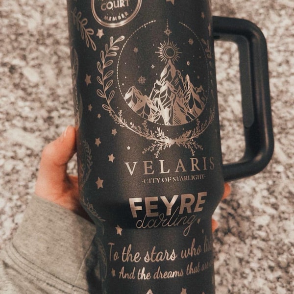 Acotar Pattern Tumbler Cup With Handle, 40oz Acotar Tumbler, Acotar ...