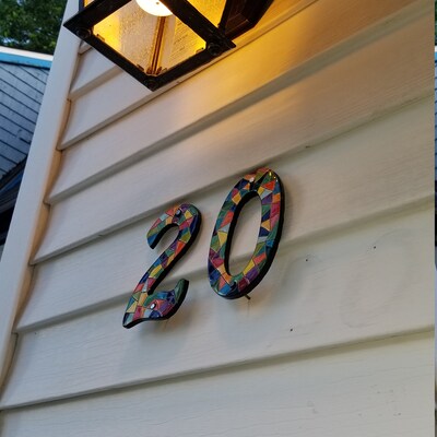 Ceramic Numeral With Mosaic Ornaments, Custom Numbers Wall Decor, House ...