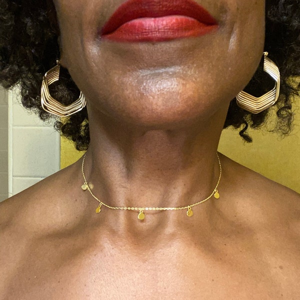 Dainty Coin Drop Necklace • Mini Disc Necklace • Dainty Boho Necklace ...