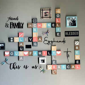 Scrabble Wall,46 Tile Colors ,farmhouse Carved Decor,rustic ...