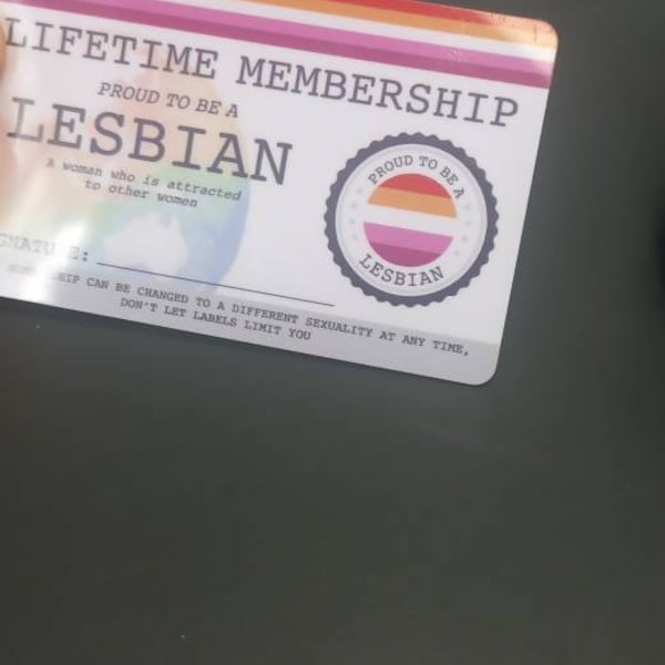 LESBIAN Lifetime Membership Card (pink) - Gay Pride Card - LGBT ...