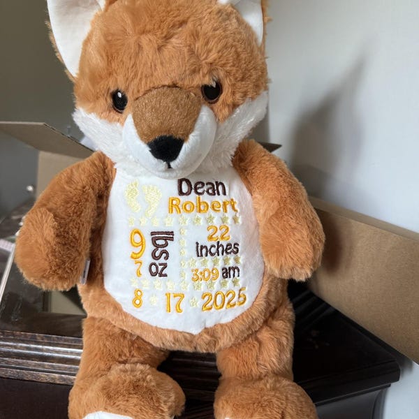 Personalized Embroidered Stuffed Animal - Personalized Baby Gift- Birth ...