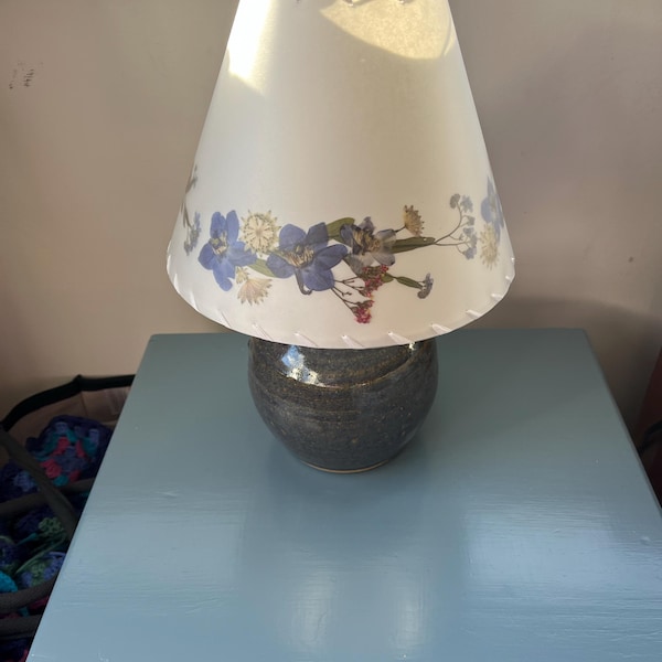 Botanical Lampshade With Blue Flowers, Real Pressed Flower Lamp Shade ...