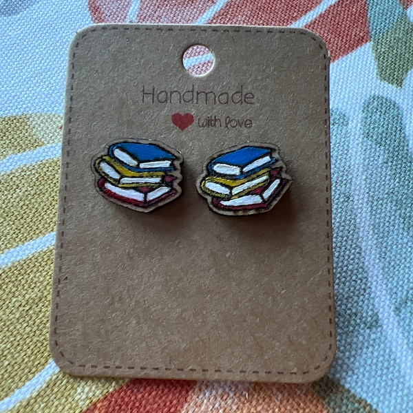 Stacked Books SVG Earrings, Glowforge SVG Earring Files, Librarian ...