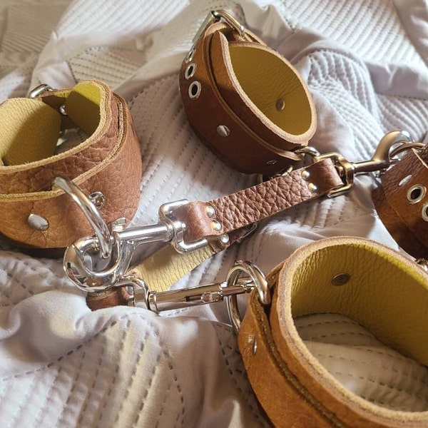 4 Restraint Straps, Bedpost Bondage Straps, BDSM Bed Restraints, Leather Bed Straps, Bondage ...