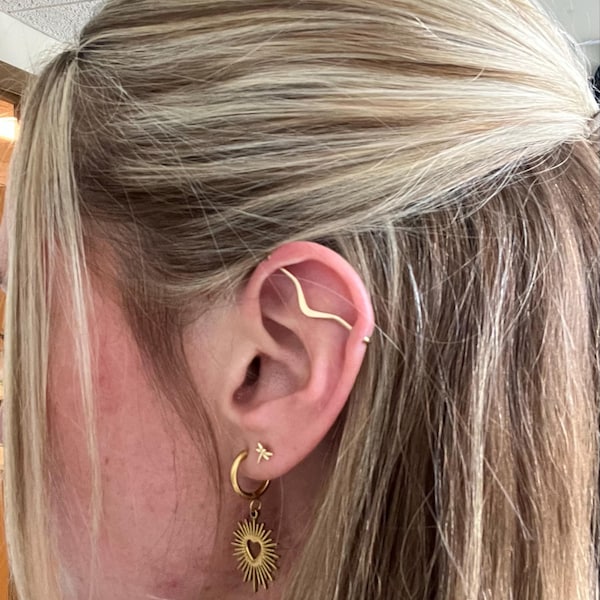 Smooth Abstract Industrial Ear Bar, Seamless Industrial Piercing ...