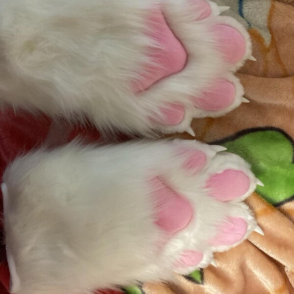 Pure White Paws, Furry Gloves, Cosplay Gloves, Cat Paws, Puppy Paws ...