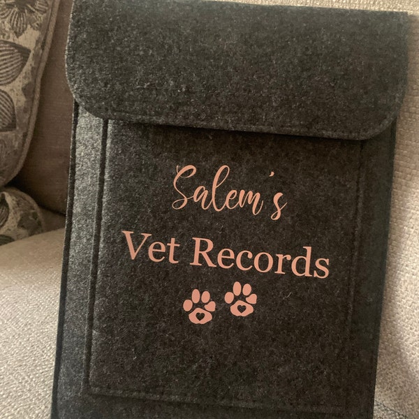 Personalised Pet Document Folder, Custom Made, Vet Notes, Dog/cat ...