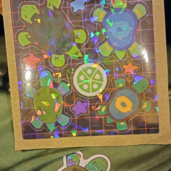 Turtle Holographic Sticker Sheet / / 4 X 5 Inches - Etsy
