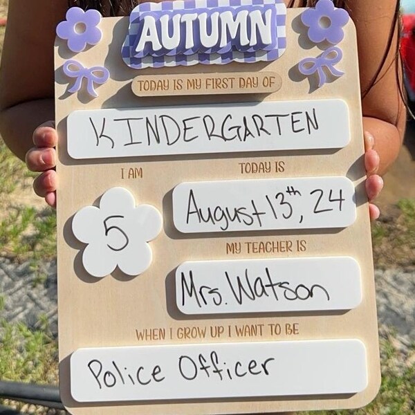 Personalized First Day of School Sign, Dry Erase First Day of School ...