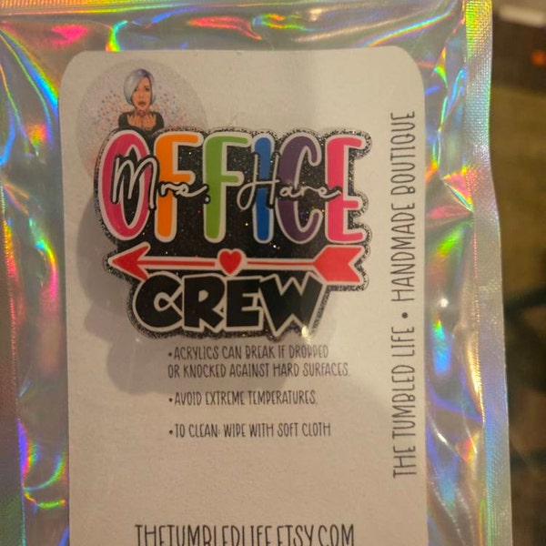 Office Crew Badge Reel, School Badge Buddy, School Secretary ID, Front ...