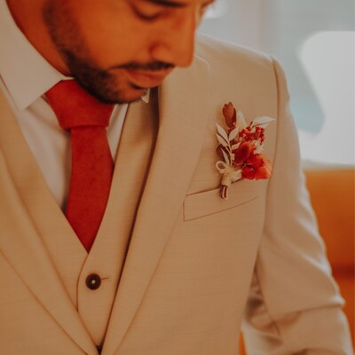 LEO: Terracotta Mens Tie, Rustic Wedding, Mens Pocket Square, Mens Gift ...