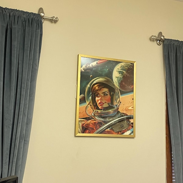 Retro Space Astronaut Poster 50s 'space Gal' Vintage Scifi Collage Art ...