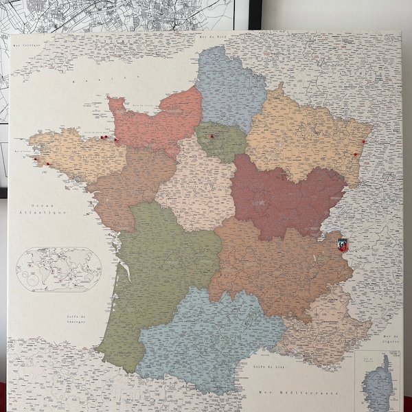 Push Pin France Map, Places You've Been Wall Art, France Pinboard to ...