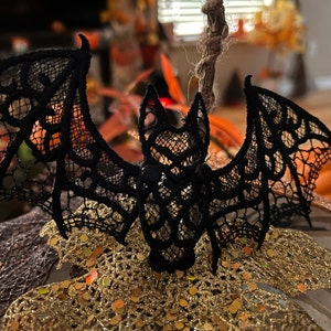 Embroidered Lace Bats, Black With Moveable Wings, Halloween Decoration ...