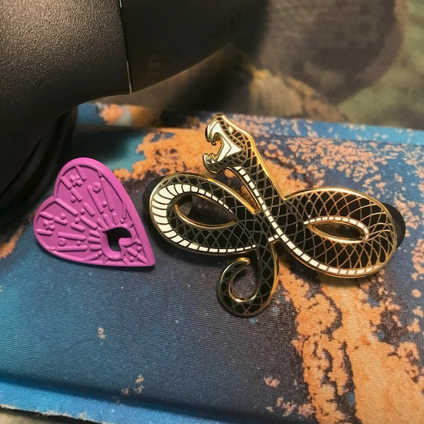 Black Gold Snake Enamel Pin 2 - Etsy