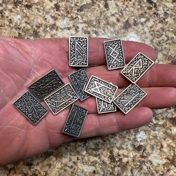 Silver Plated Elder Futhark Rune Set, Leather Pouch, Divination Tools ...