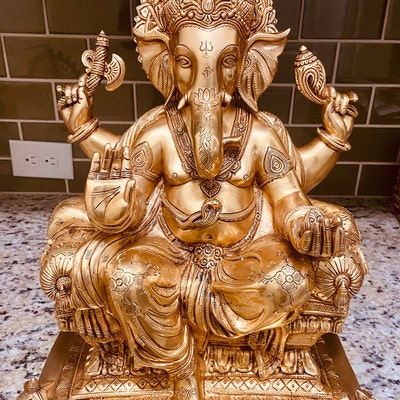Ganesha Statue in Brass 46CM, Big Large Ganesha Idol, Lord Ganesha ...