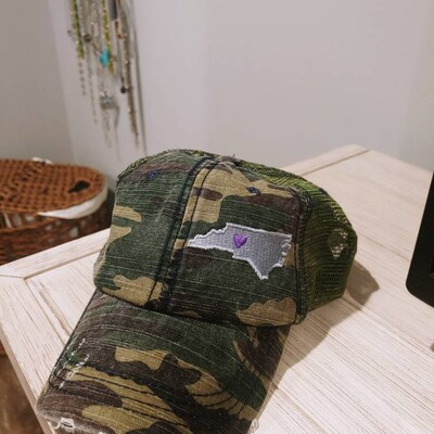 State Hat Distressed Women's Trucker Personalized State Embroidered Cap ...