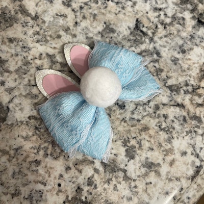 Easter Bunny Hair Bow, Toddler Girl Easter Bow, White Easter Bunny Bow ...