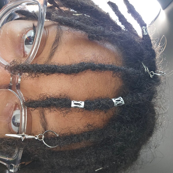 8 Piece 'north Star' Loc Ring Set, Stainless Steel, Loc Jewelry, Braid ...