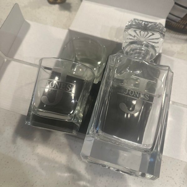 Engraved Bourbon Decanter Set With Bourbon Glasses Bourbon Decanter