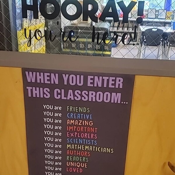 HOORAY! You're Here! Classroom Door Vinyl Wall Decal School Elementary ...